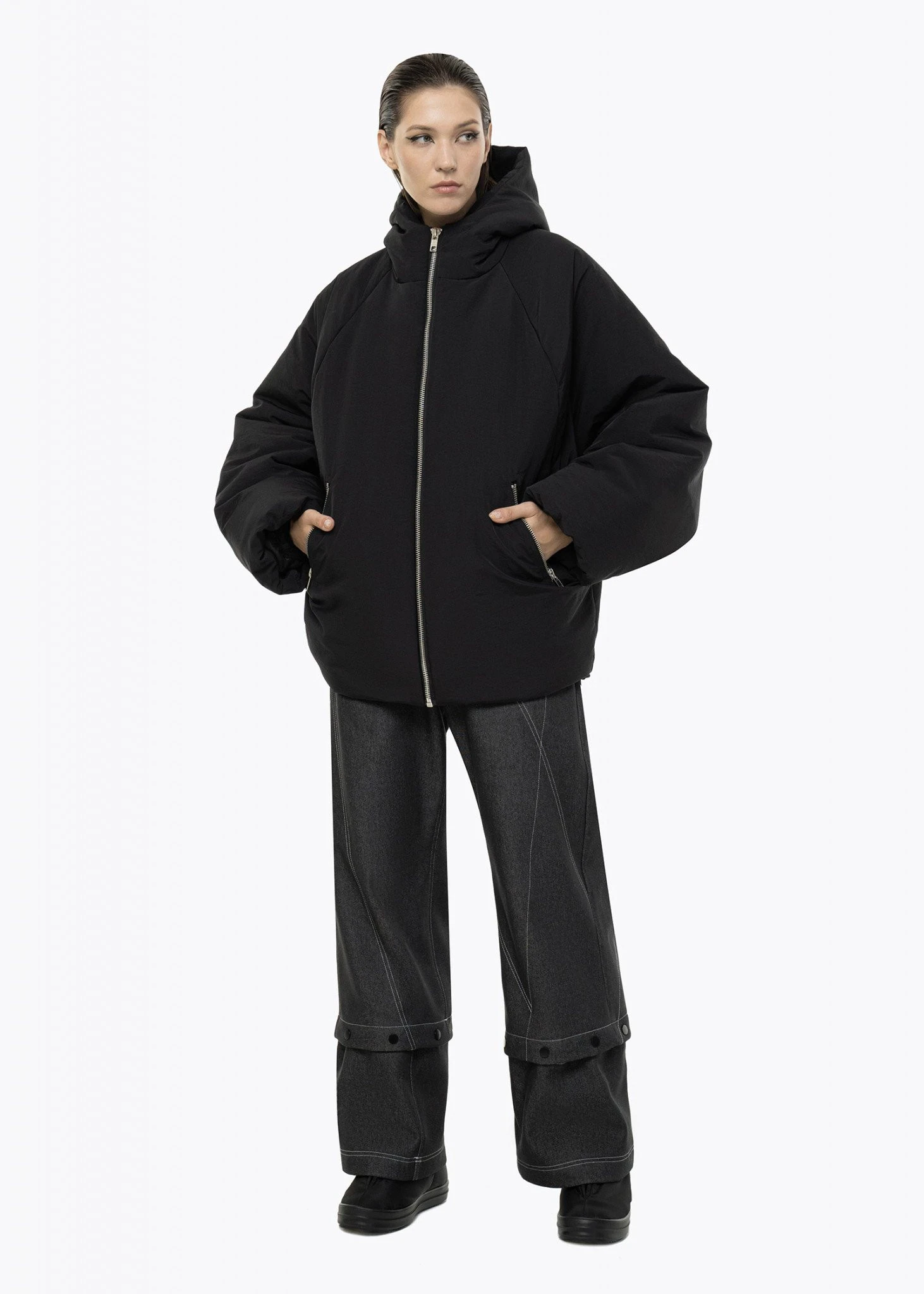 BLACKOUT BAT JACKET. BLACK